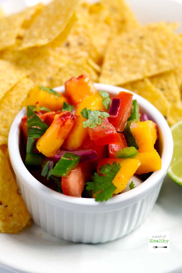 Peach Salsa (Easy, 6 Ingredients) - A Pinch of Healthy