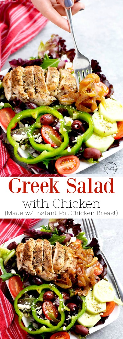 Greek Salad with Chicken (Zoe's Copycat) - A Pinch of Healthy