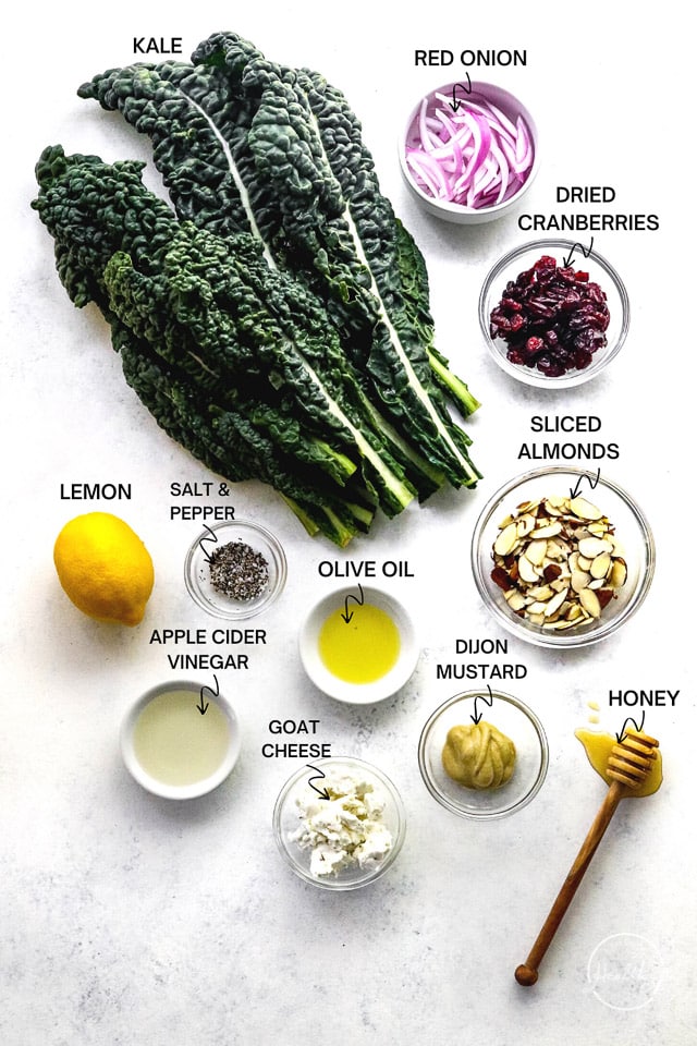 Kale Salad (with cranberries, almonds and goat cheese) - A Pinch of Healthy
