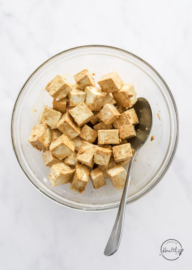 Sweet and Sour Tofu over rice - A Pinch of Healthy